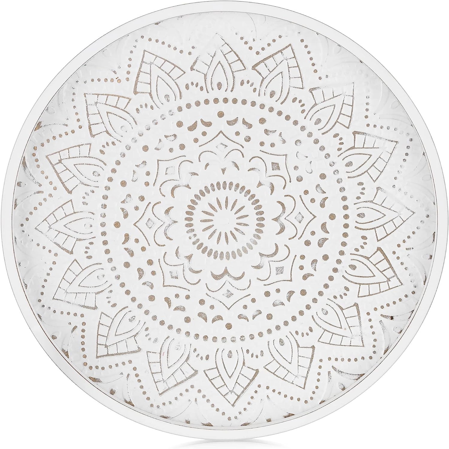 Hanobe Rustic Farmhouse Coffee Table Tray, 11.8" Round Decorative Tray ...