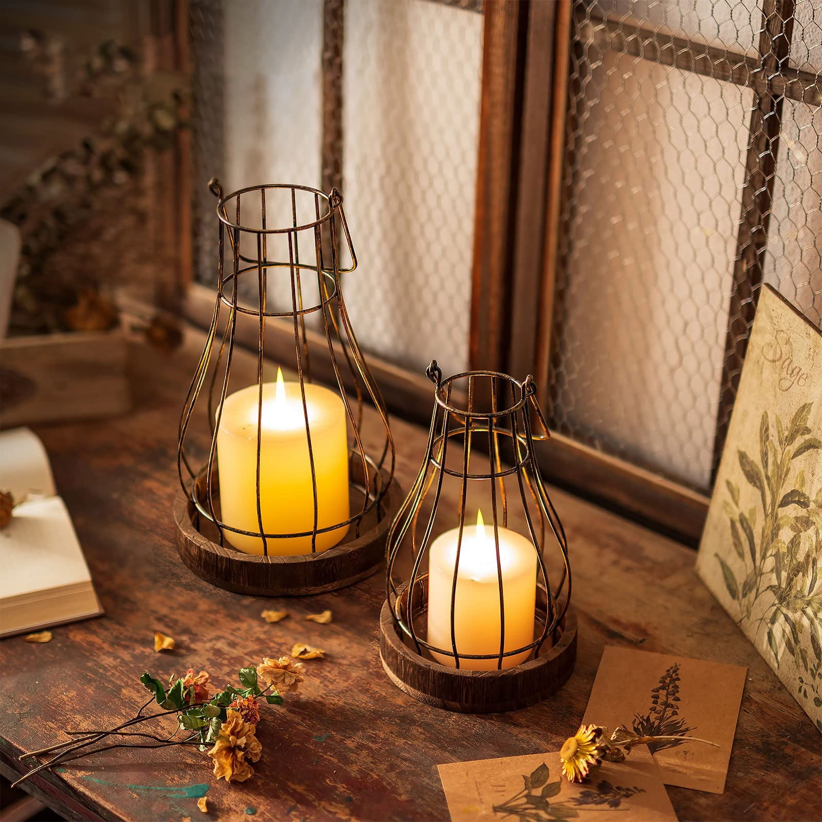 Hanobe Farmhouse Rustic Home Decor - Candle Holders Decorative Lanterns ...