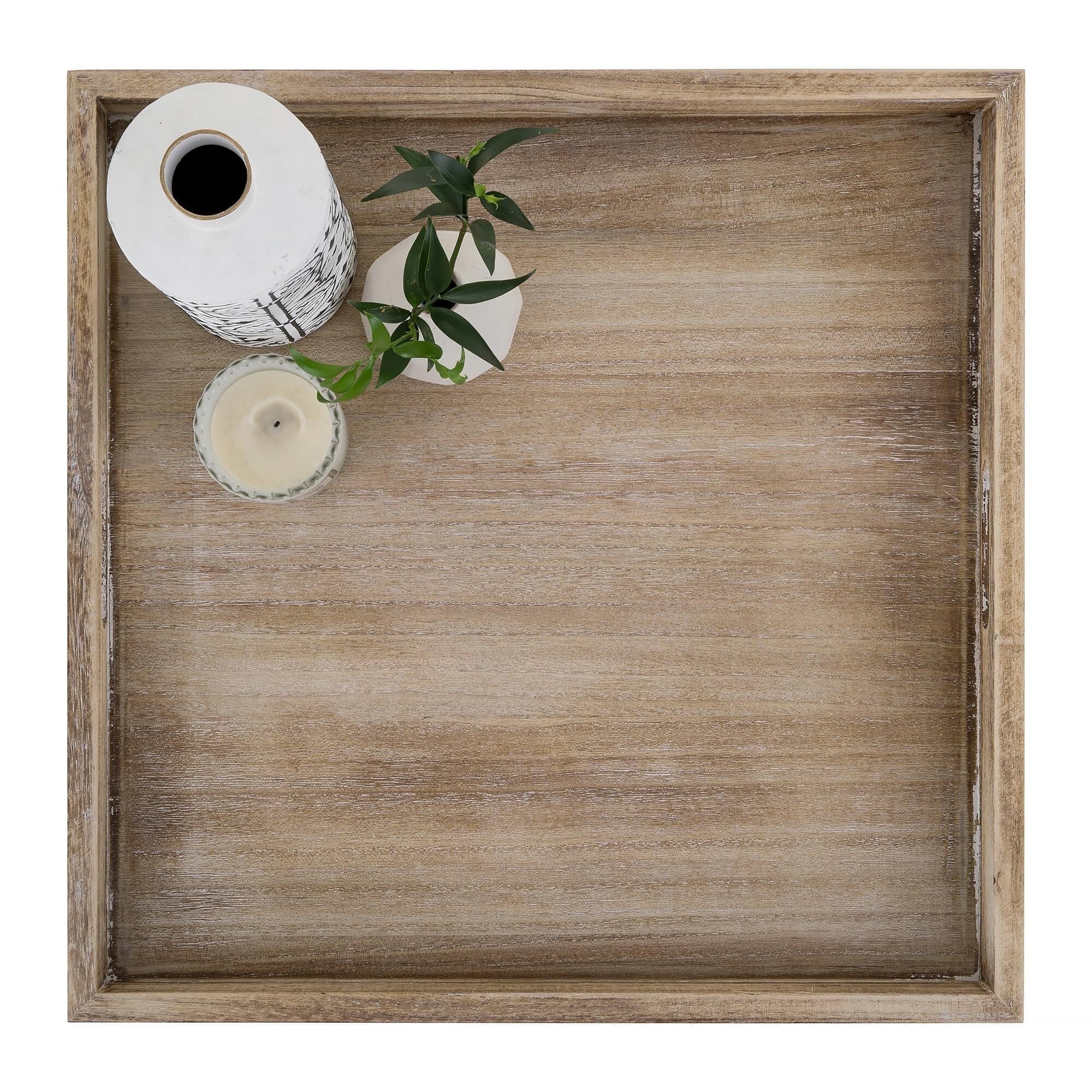 Hanobe 20x20" Large Wooden Squre Serving Tray with Handles , Farmhouse ...