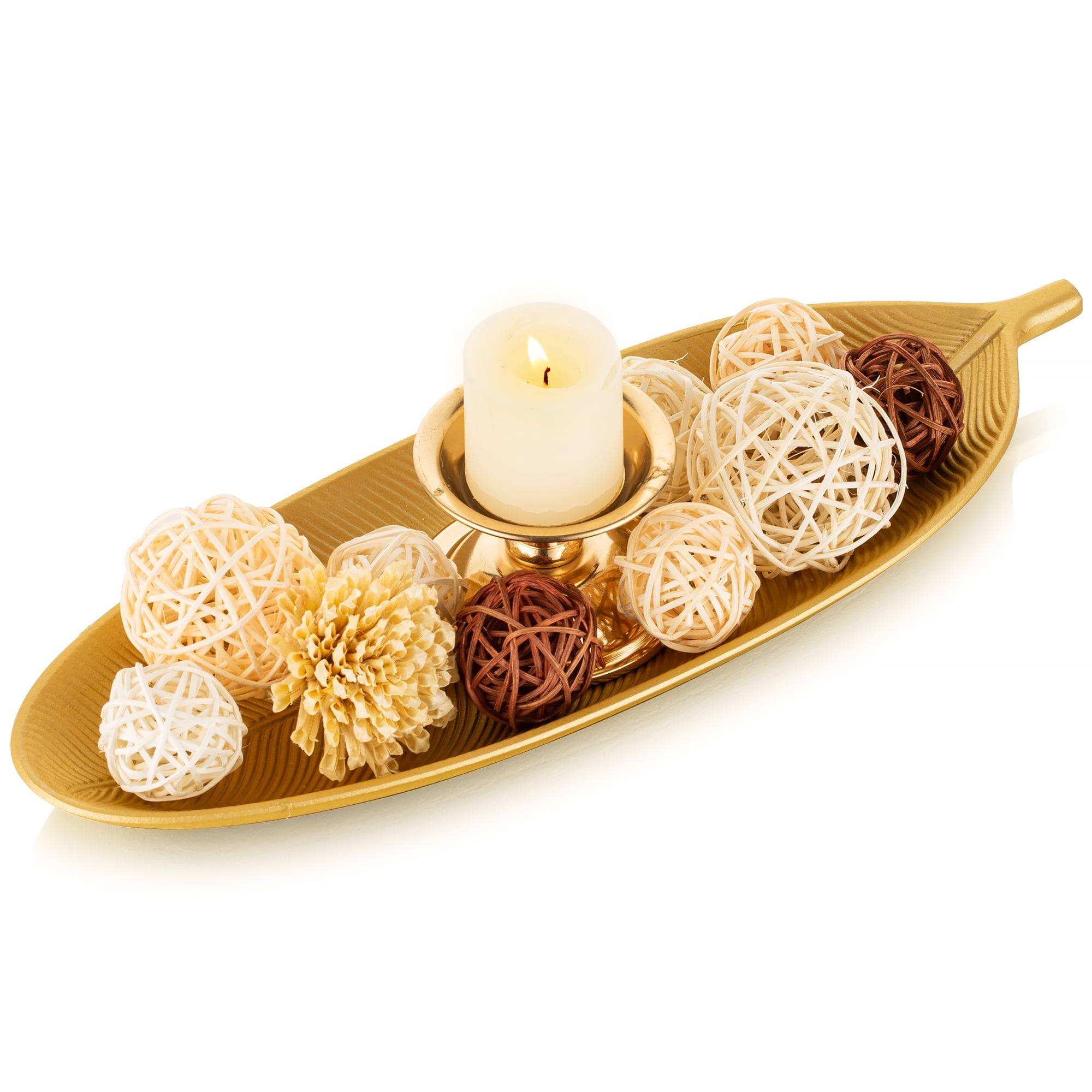 Hanobe Natural Wood Rustic Farmhouse Leaf Tray, Decorative Serving ...