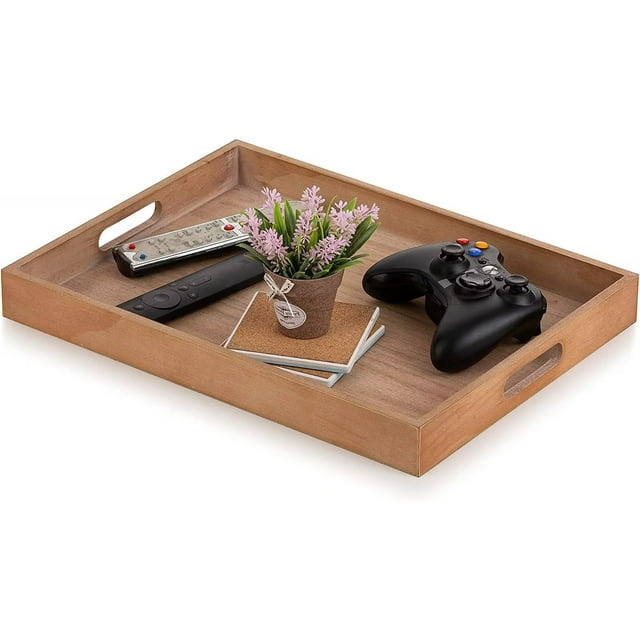 Hanobe Serving Tray Decorative Wooden Coffee Table Ottoman Tray with ...