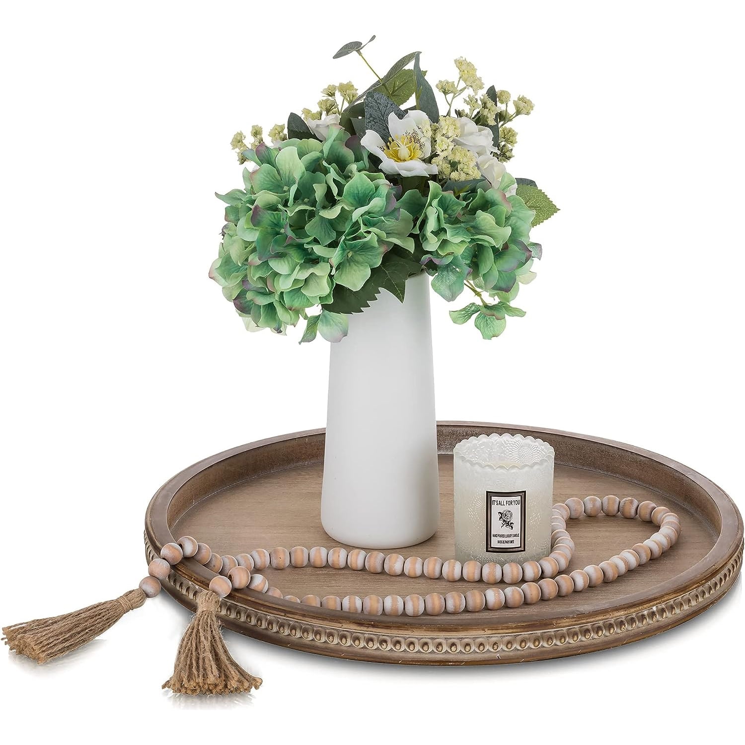 Hanobe Rustic Wooden Centerpiece Serving Tray for Living Room Decor ...