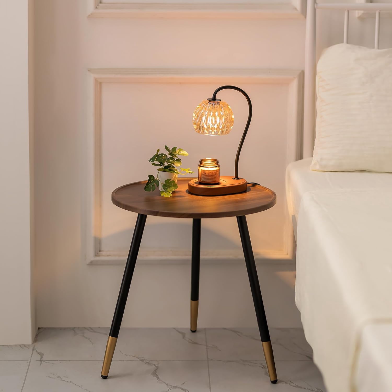 Hanobe Side Table Small Round: Modern Wood Tables for Living Room ...