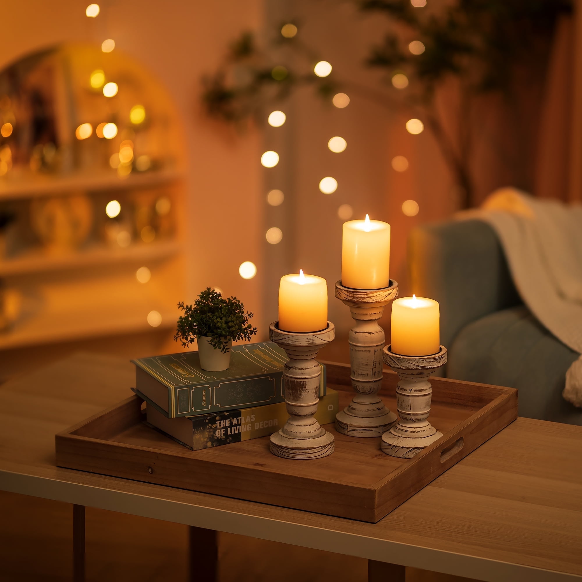 Hanobe Square Large Ottoman Tray: 22" Serving Wooden Trays Rustic ...