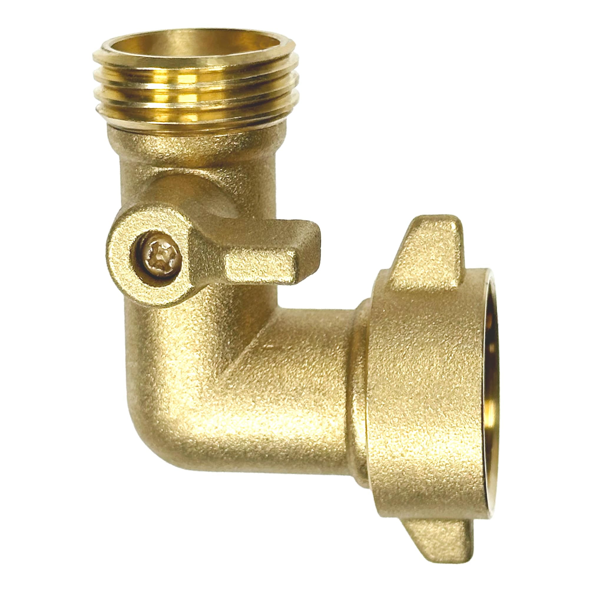 Hanobo 1 Pack 90 Degree Brass Hose Adapter with Shut Off Valves, Heavy ...