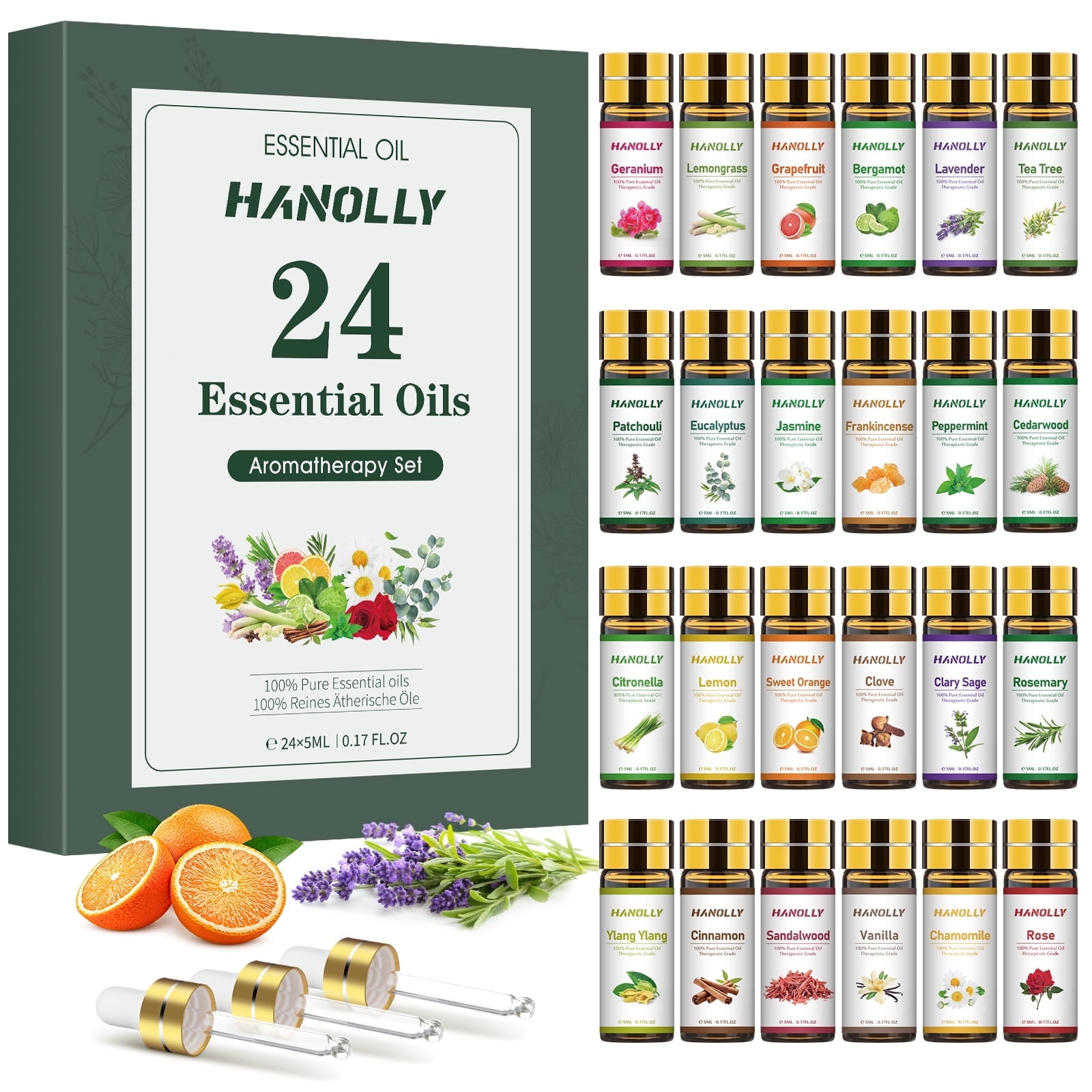 Hanolly Essential Oils Set - 24x5ML Premium Aromatherapy Set for ...