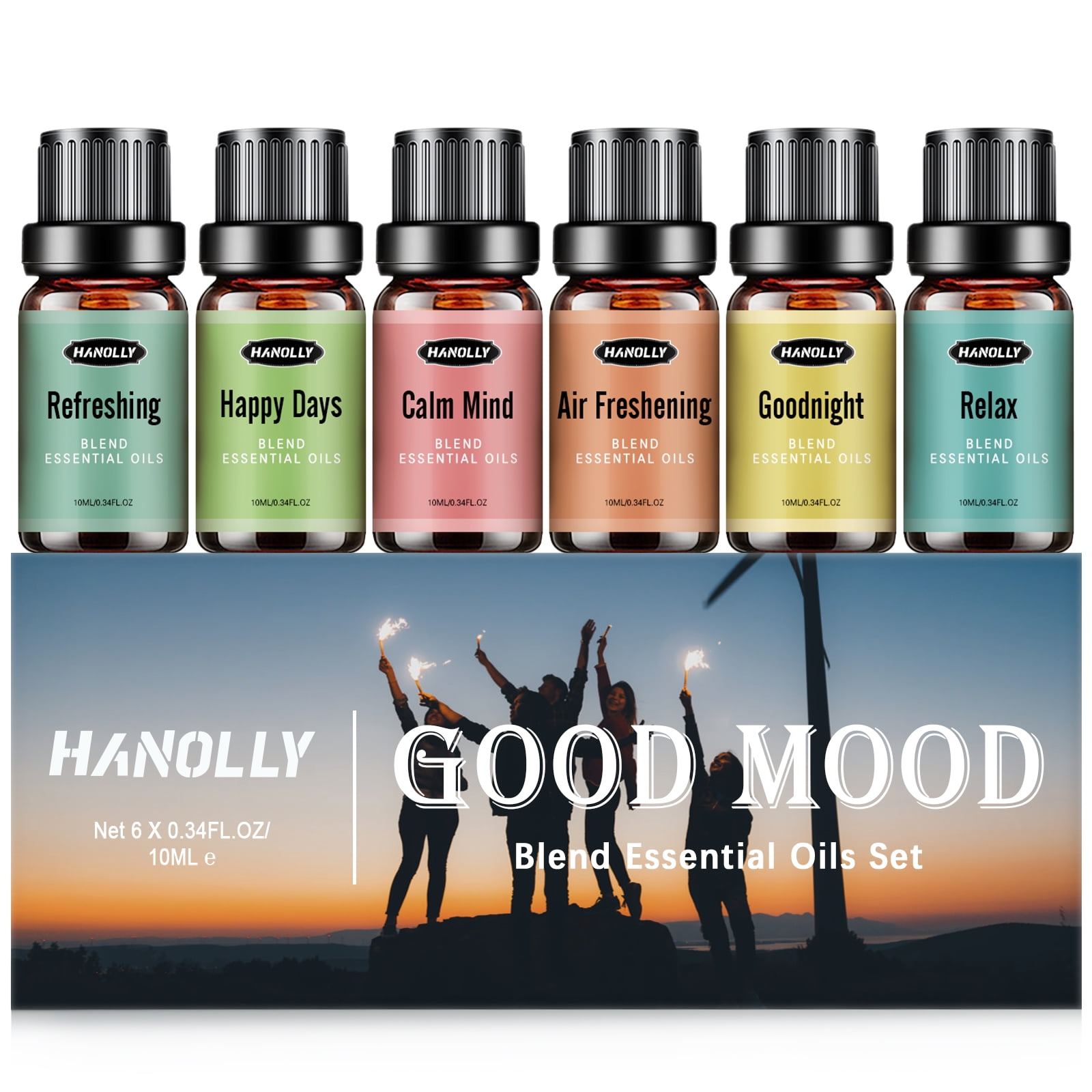 Hanolly GOOD MOOD Blend Essential Oils Set for Diffuser, Humidifier ...