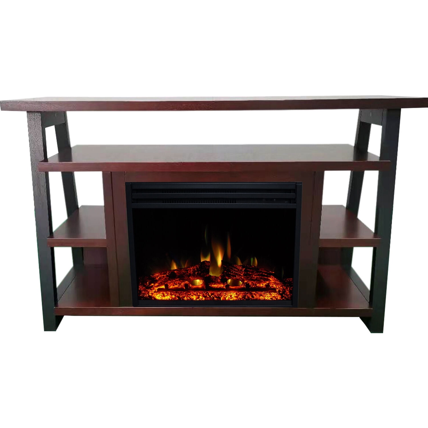 Hanover 32-In. Industrial Chic Electric Fireplace Heater with Deep Log ...