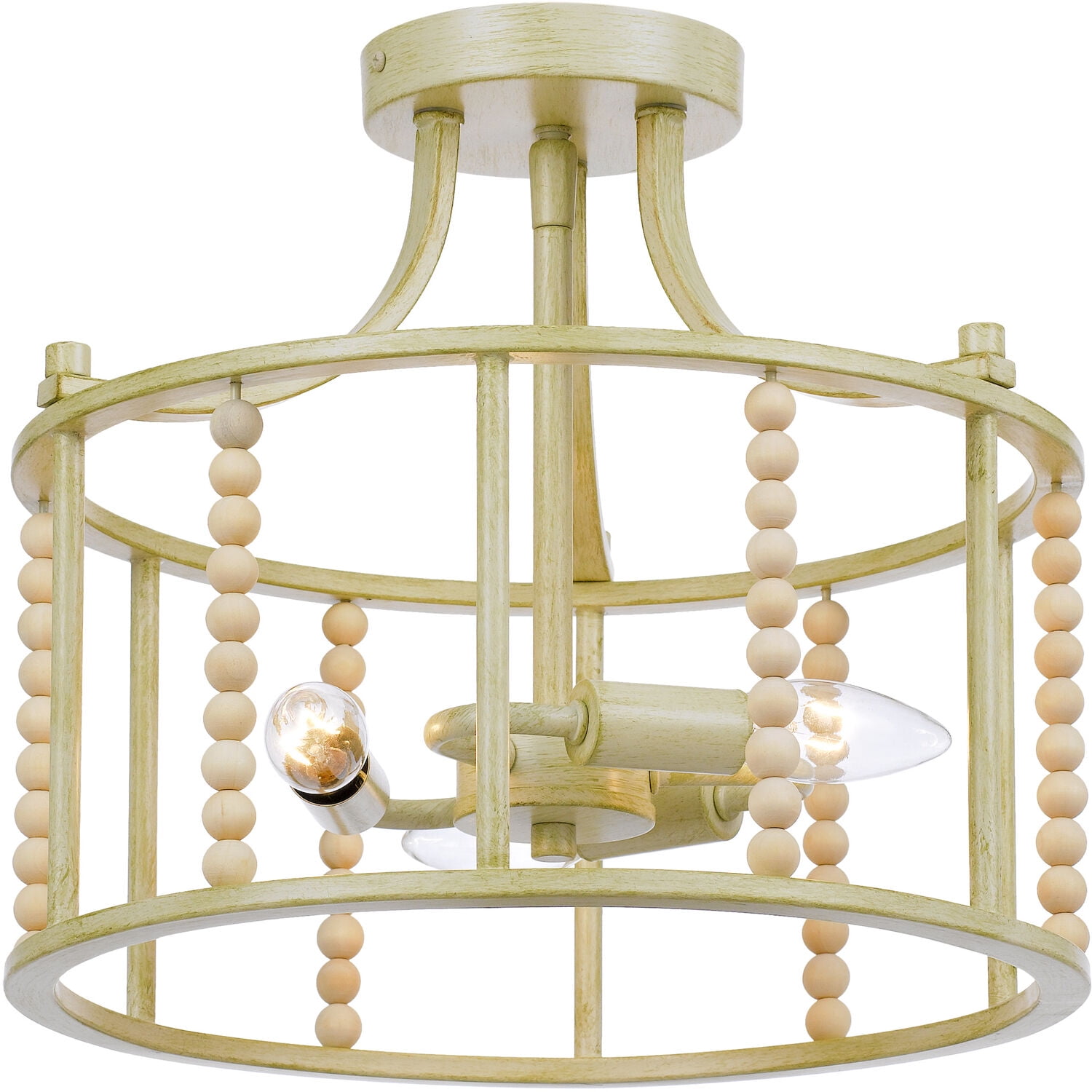Hanover Calliope Natural Wood Bead Ceiling Light in Antique Cream ...
