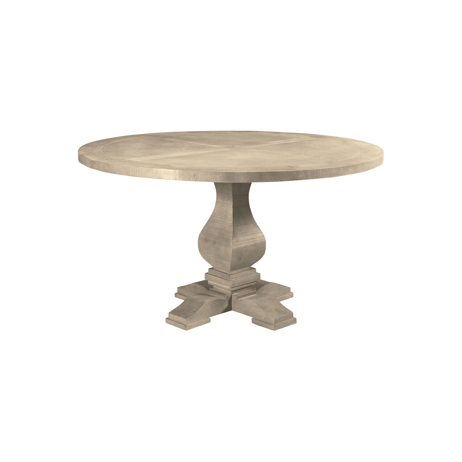 Hanover Cimarron Mango Wood 54-In. Round Pedestal Dining Table with Natural Washed Wood Rustic ...