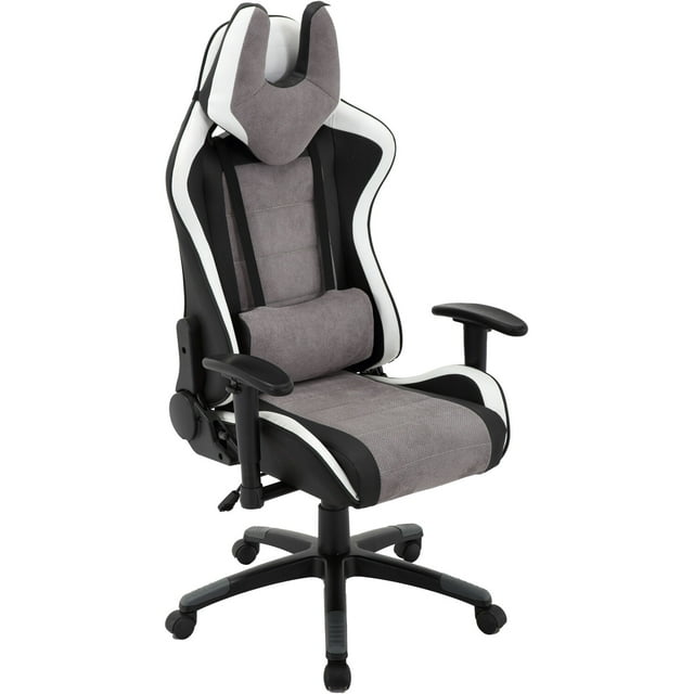Hanover Commando Fabric Ergonomic Racing Gaming Chair Black/Gray/White ...