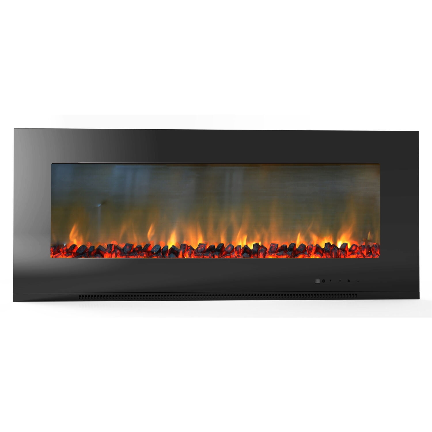Hanover Fireside 56 In. Wall-Mount Electric Fireplace in Black with ...