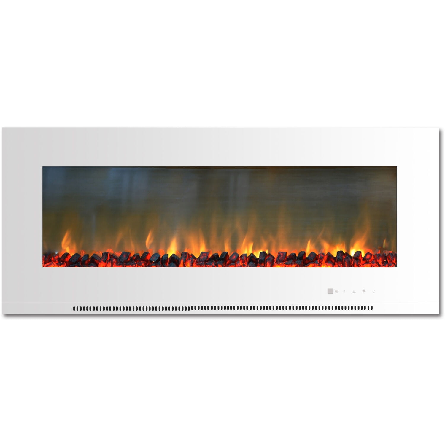 Hanover Fireside 56 In. Wall-Mount Electric Fireplace in White with ...