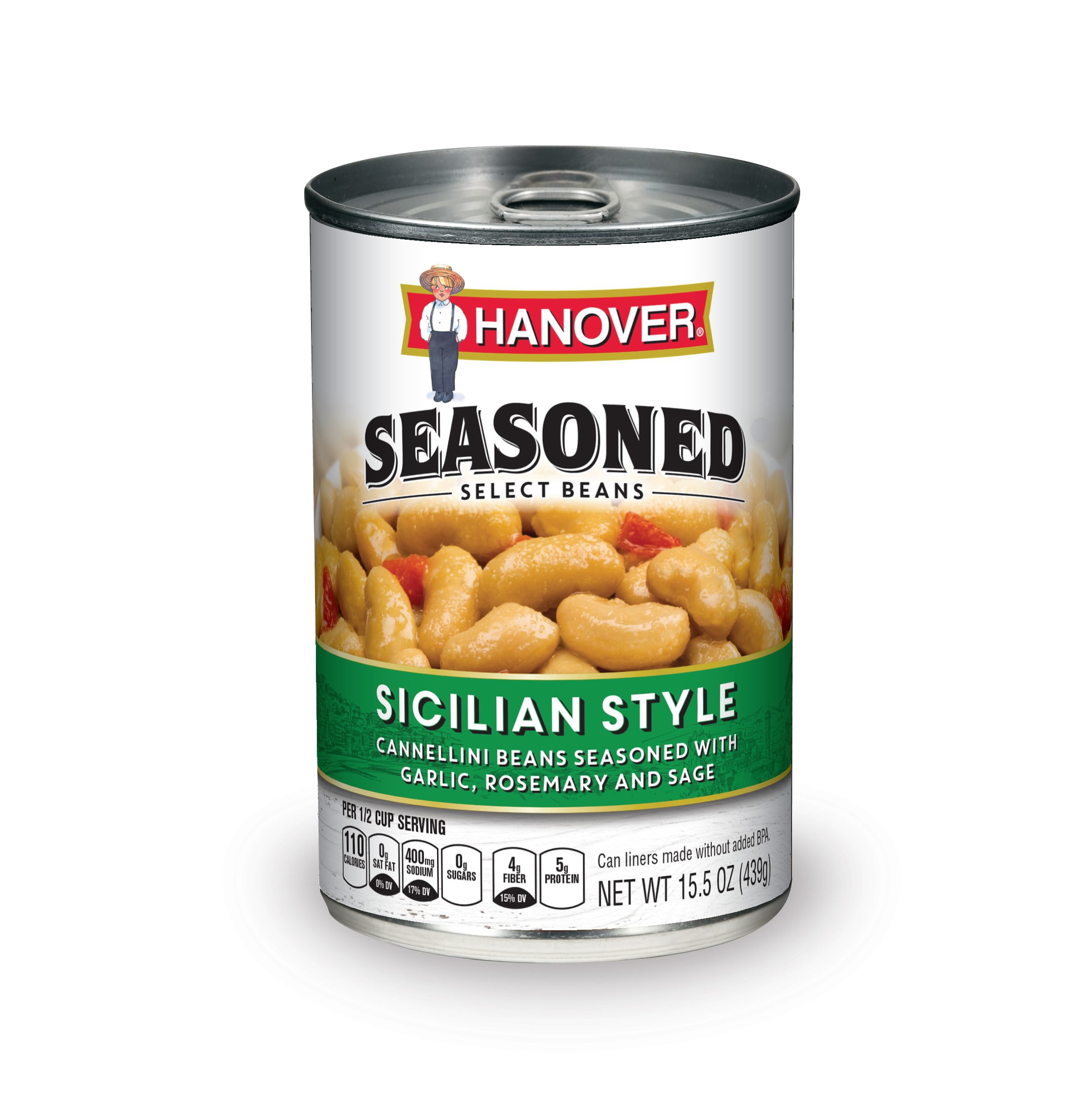 Hanover Sicilian Style Cannellini Beans, Seasoned Select, 15.5 oz Can ...
