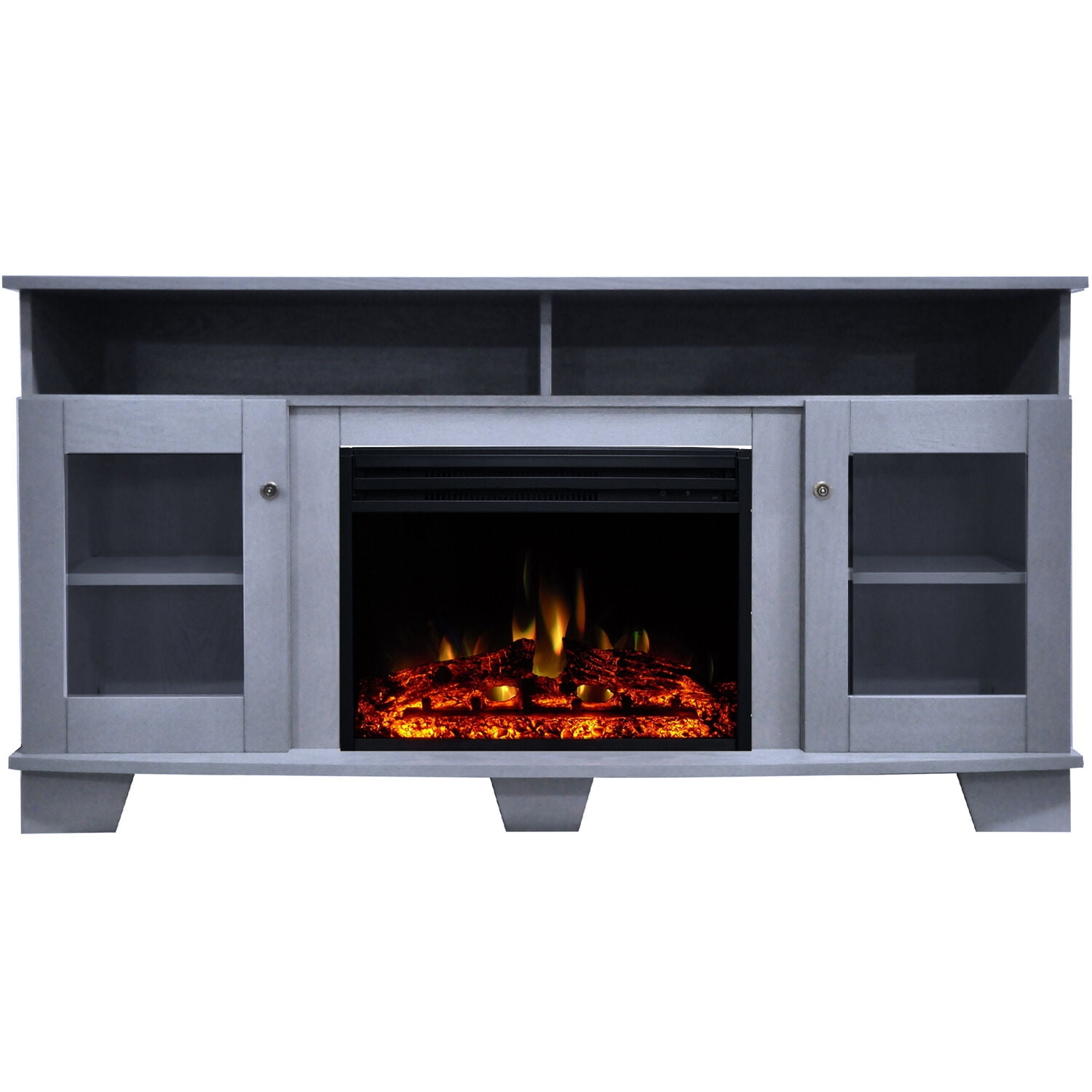 Hanover Glenwood Electric Fireplace Heater with 59-In. Slate Blue TV ...