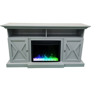 Hanover 32-In. Industrial Chic Electric Fireplace Heater with Deep Log ...