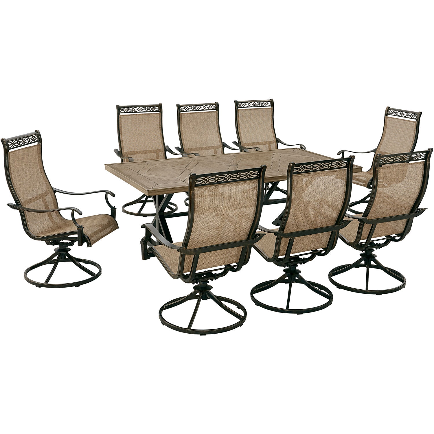 Hanover Manor Farmhouse 9-Piece Outdoor Patio Dining Set, 8 Sling ...