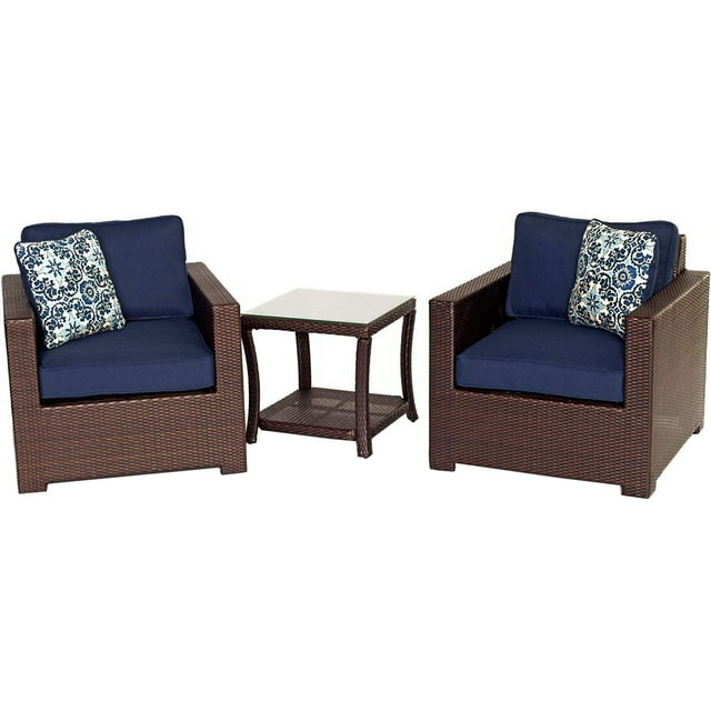 Hanover Metropolitan 3 Piece Wicker Patio Chat Set - Walmart.com