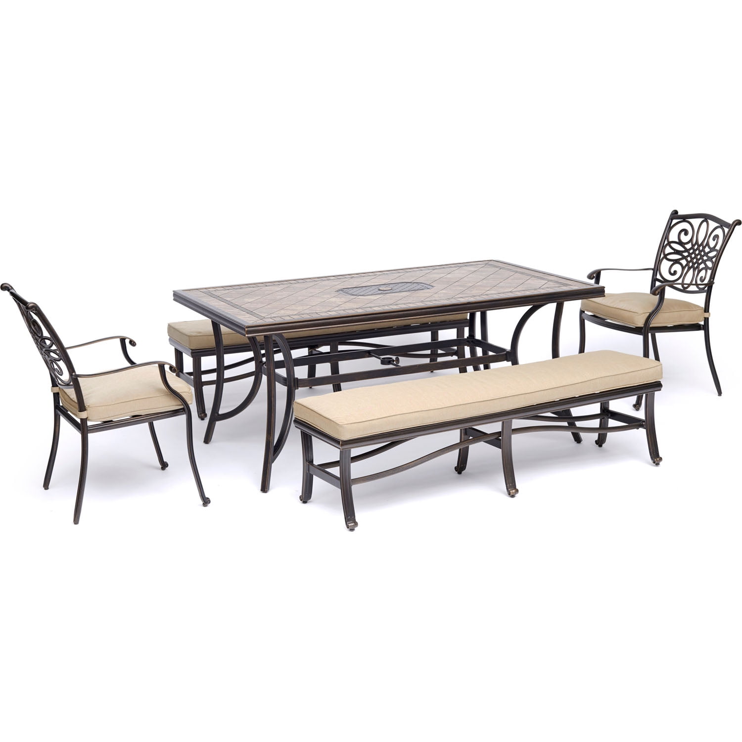 Hanover Monaco 5-Piece Dining Set in Tan with 2 Dining Chairs, 2 ...