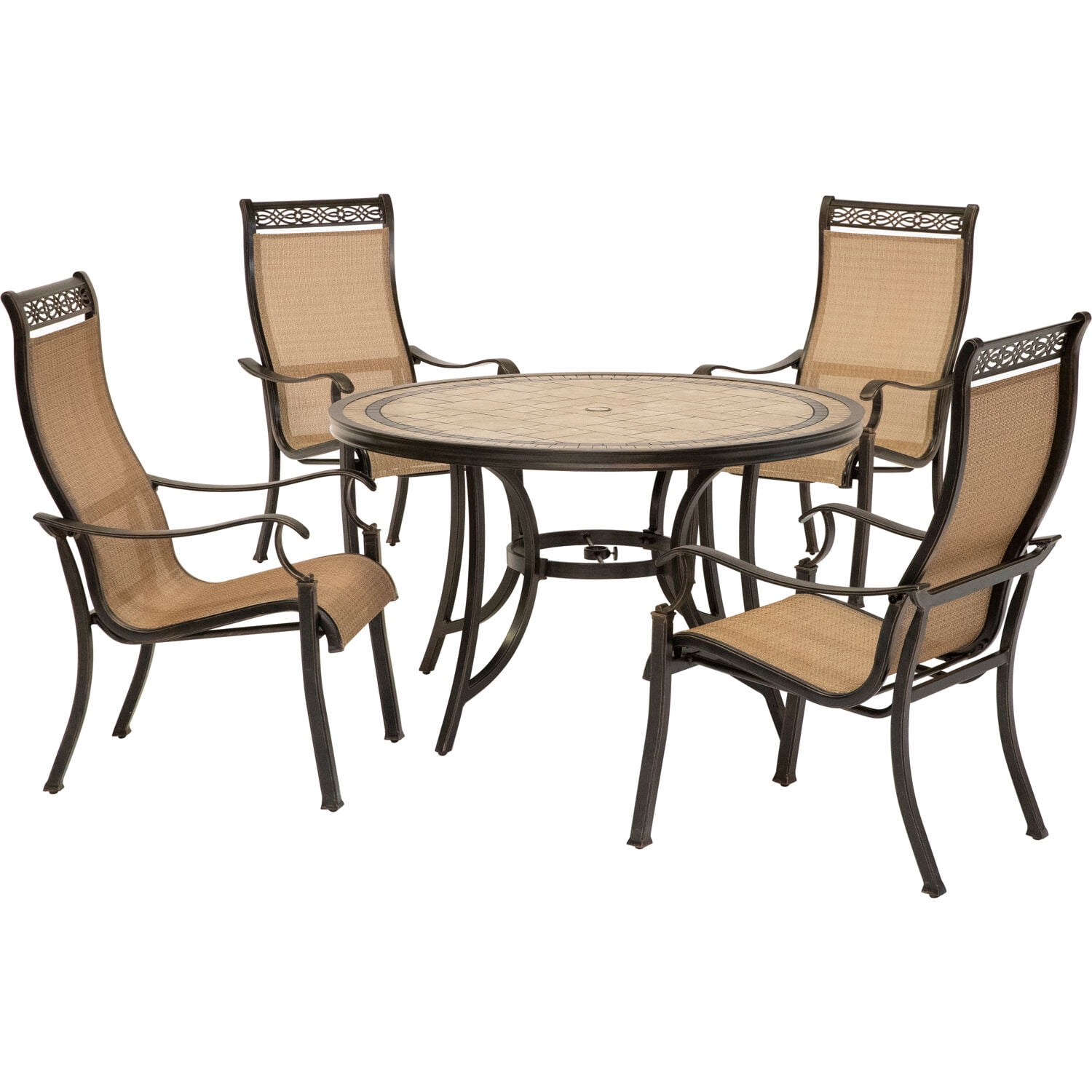 Hanover Monaco 5-Piece Rust-Free Aluminum Outdoor Patio Dining Set with ...