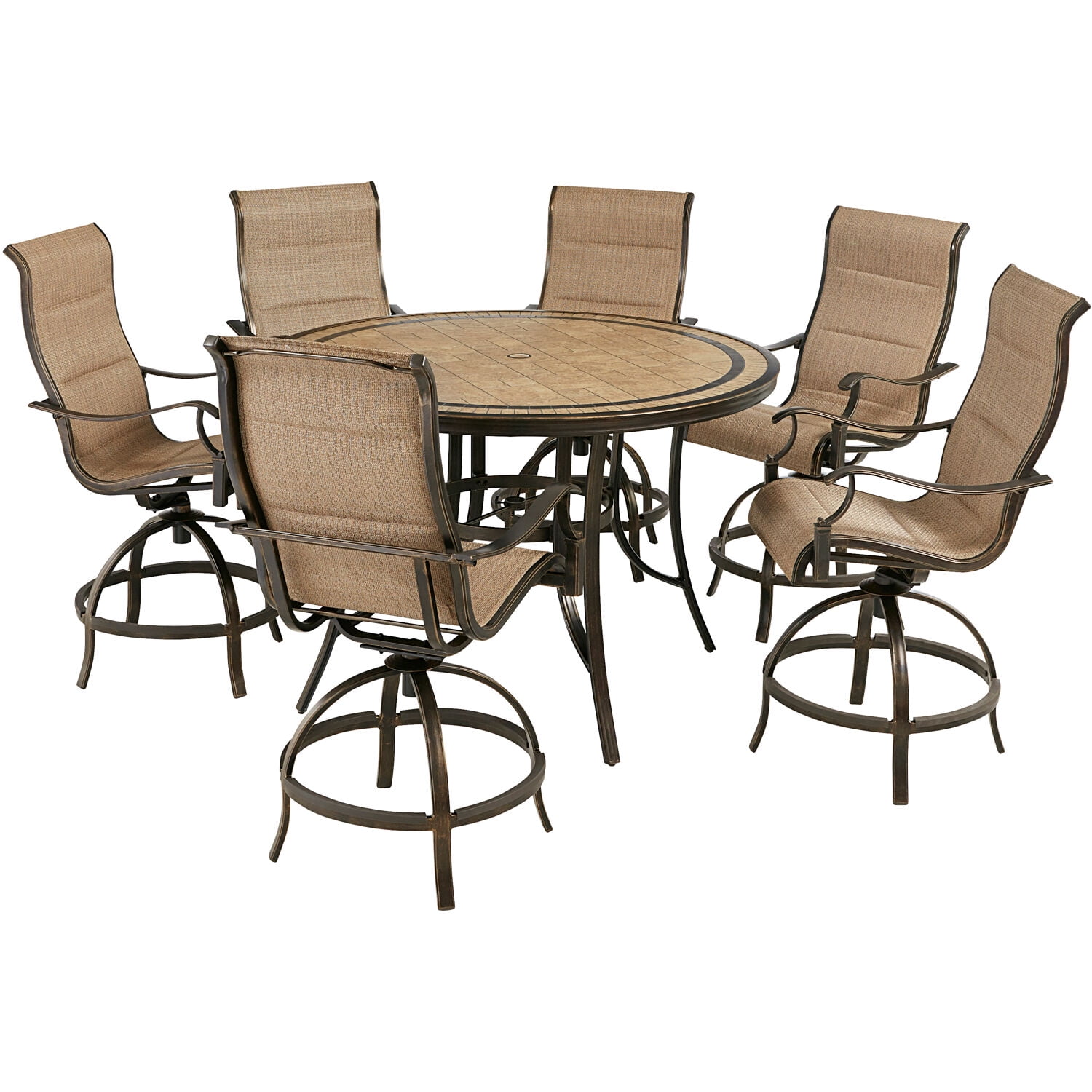 Hanover Monaco 7-Piece Outdoor High Dining Patio Set, 6 Counter-Height ...