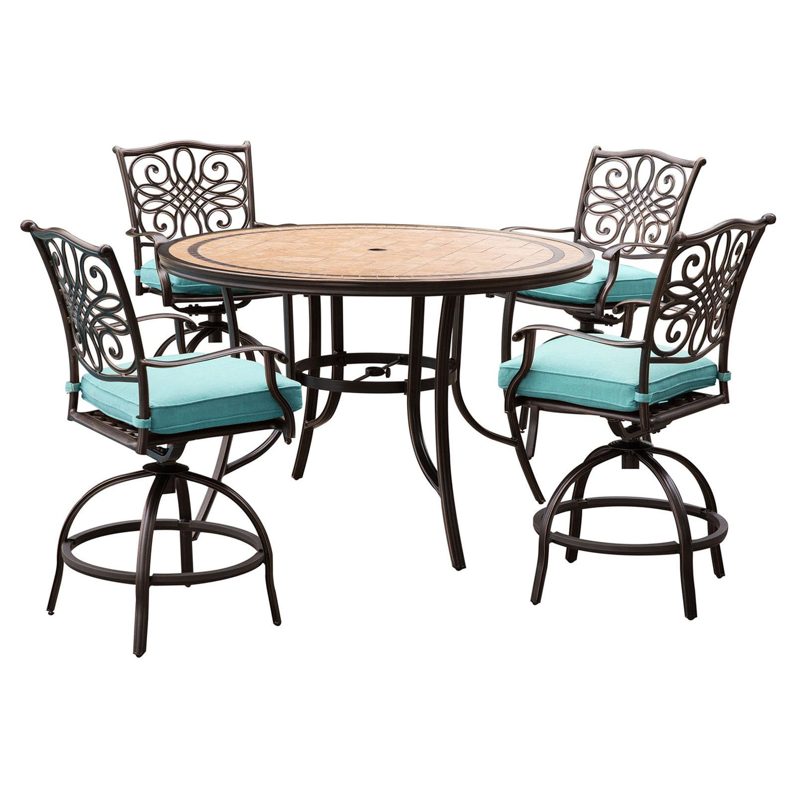 Hanover Monaco Aluminum 5 Piece Round Patio High Dining Set - Walmart.com