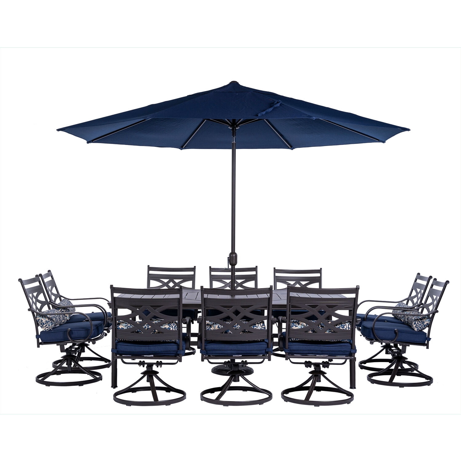 Hanover Montclair 11-Piece All-Weather Outdoor Patio Dining Set, 10 ...