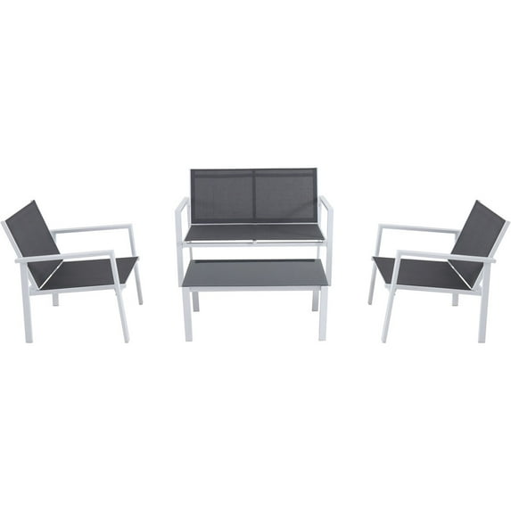 Hanover Naples 4-Piece Conversation Set in Gray - Walmart.com
