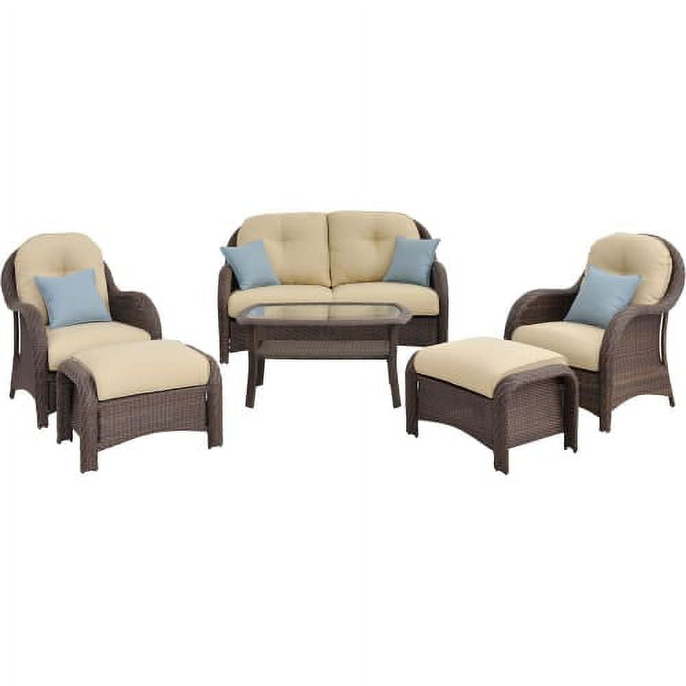 Hanover Newport 6-Piece Outdoor Wicker Lounge Set - Walmart.com