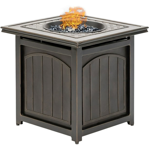 Hanover Traditions 26-In. Square LP Gas Fire Pit Side Table with ...