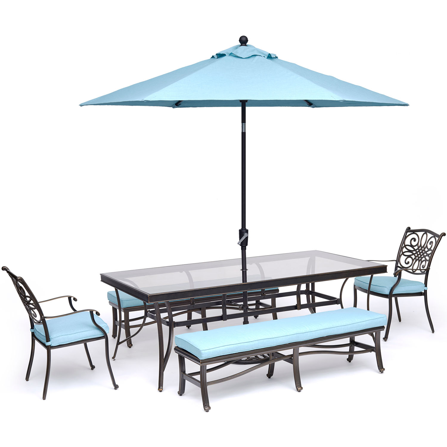 Hanover Traditions 5-Piece Outdoor Dining Set in Blue with 2 Dining ...