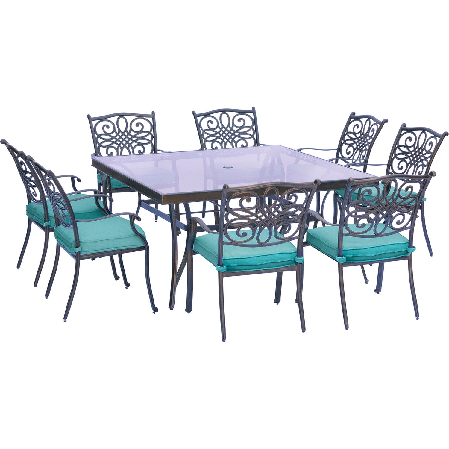 Hanover Traditions 9-Piece Aluminum Outdoor Dining Set, Blue - Walmart.com