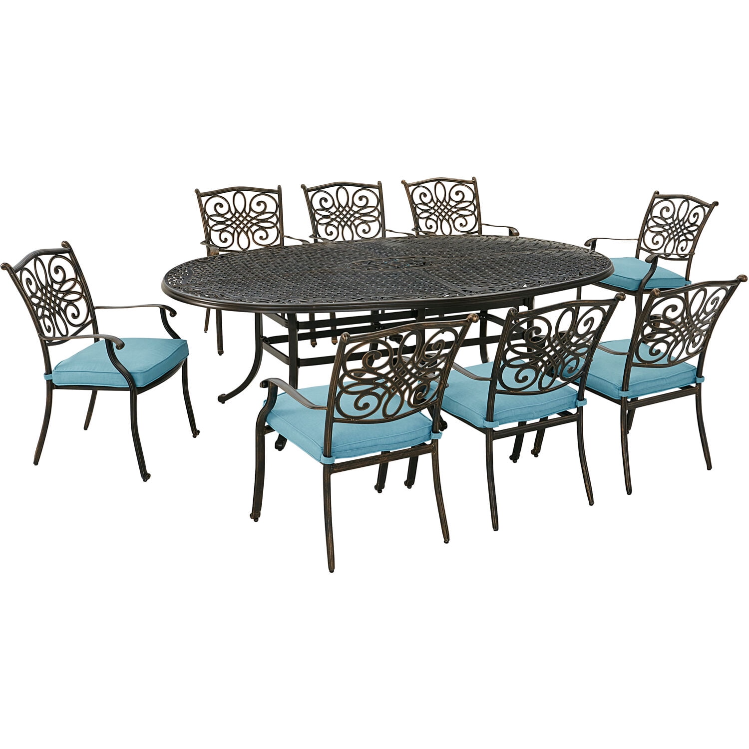 Hanover Traditions 9-Piece Aluminum Outdoor Dining Set, Blue - Walmart.com