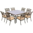 Hanover Traditions 9-Piece Aluminum Outdoor Dining Set, Natural Oat ...