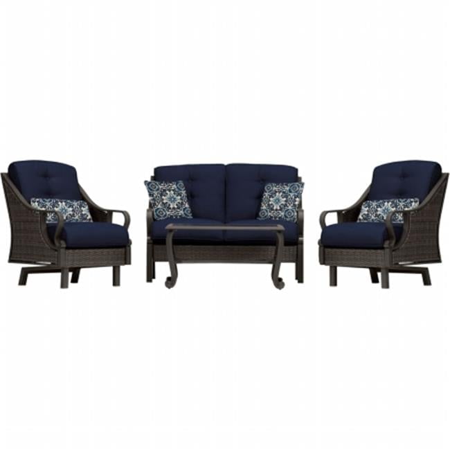 Hanover Ventura 4 Piece Patio Seating Set- Navy - Walmart.com