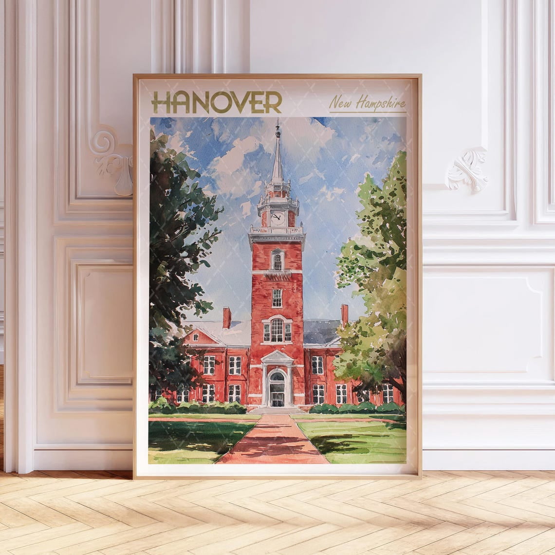 Hanover Watercolor Poster - World Cities Wall Art - New Hampshire ...