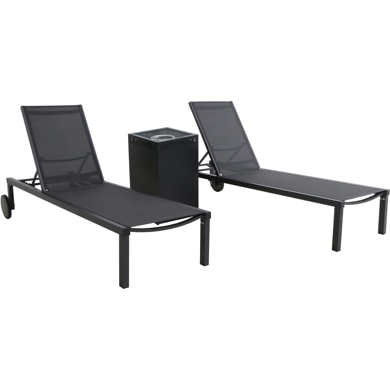 Hanover Windham 3-Piece Chaise Lounge Set featuring a 40,000 BTU Column ...