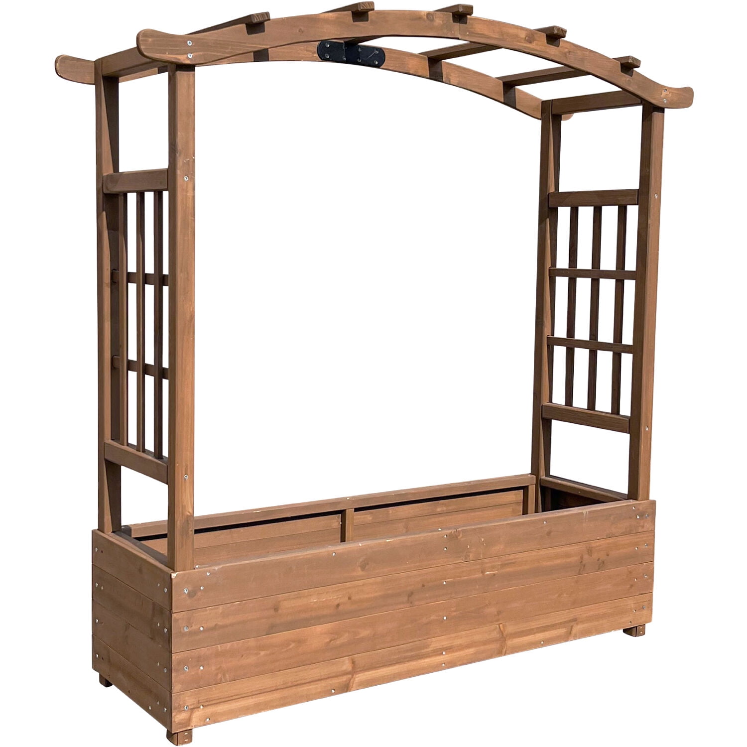 Hanover Wood Garden Bed with Trellis and Non-Woven Lining for Plants ...