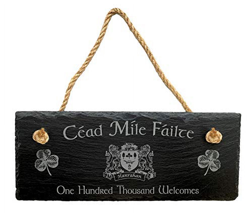Hanrahan Irish Coat of Arms Slate Plaque Blessing - Céad Míle Fáilte ...