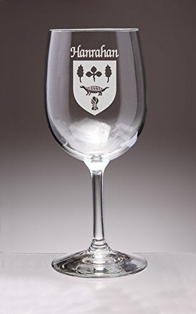 Hanrahan Irish Coat of Arms Wine Glasses - Set of 4 (Sand Etched ...