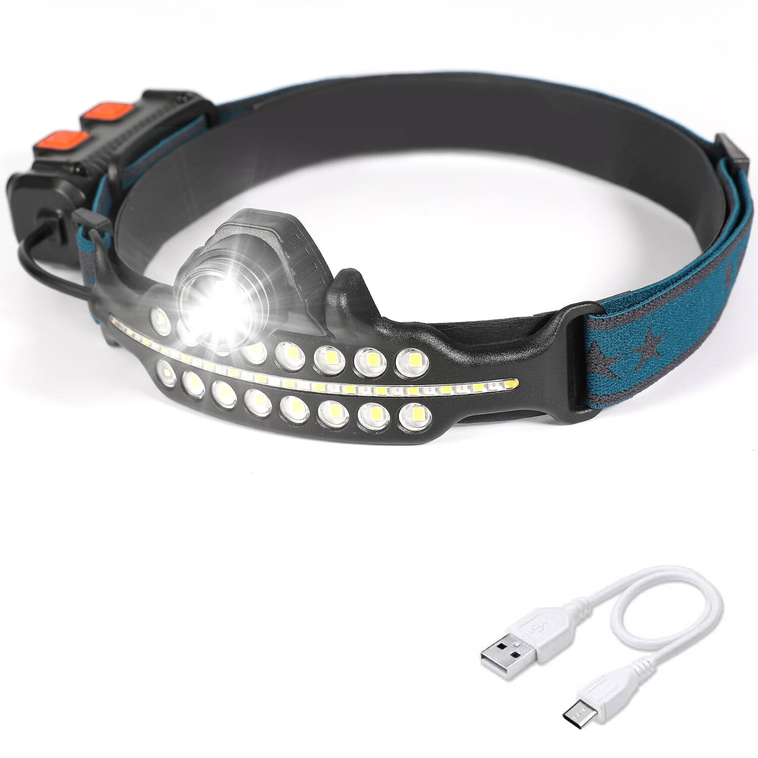 Hanru Rechargeable Headlamp, 1200 LM Super Bright Head Lamp, Forehead ...