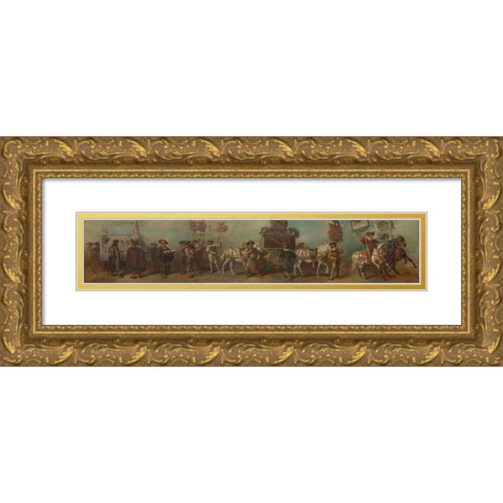 Hans Makart 18x7 Gold Ornate Wood Frame and Double Matted Museum Art ...