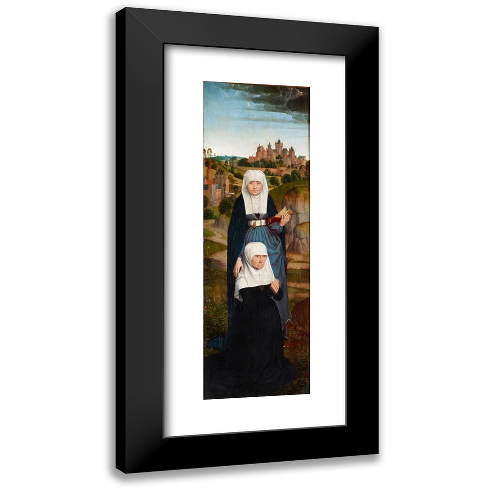Hans Memling 10x24 Black Modern Framed Museum Art Print Titled - Old Woman at Prayer with St ...