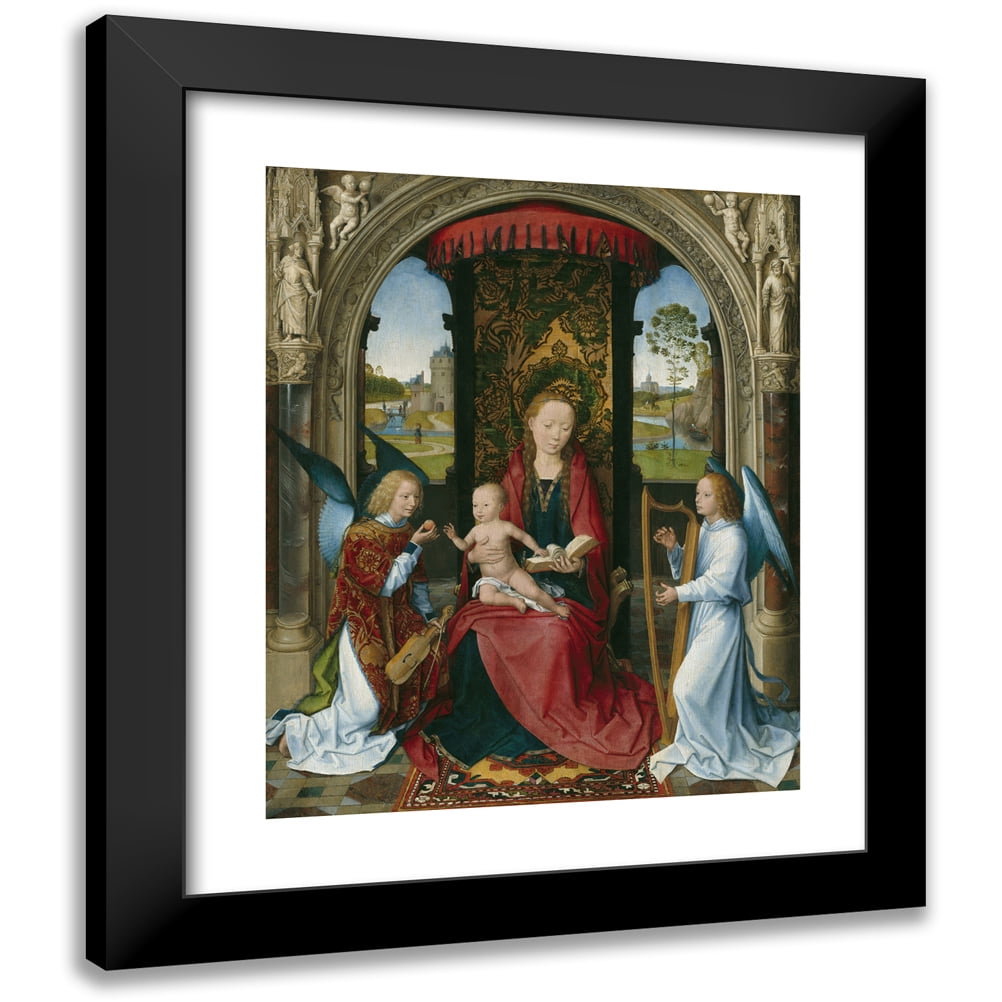 Hans Memling 12x14 Black Modern Framed Museum Art Print Titled - Madonna and Child with Angels ...