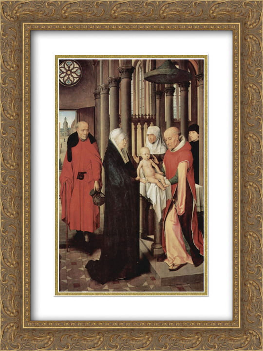 Hans Memling 2x Matted 18x24 Gold Ornate Framed Art Print 'Adoration of the Magi Right wing of ...