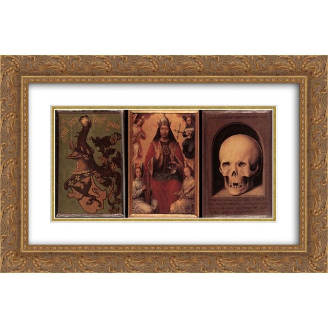 Hans Memling 2x Matted 24x16 Gold Ornate Framed Art Print 'Triptych of Earthly Vanity and Divine ...