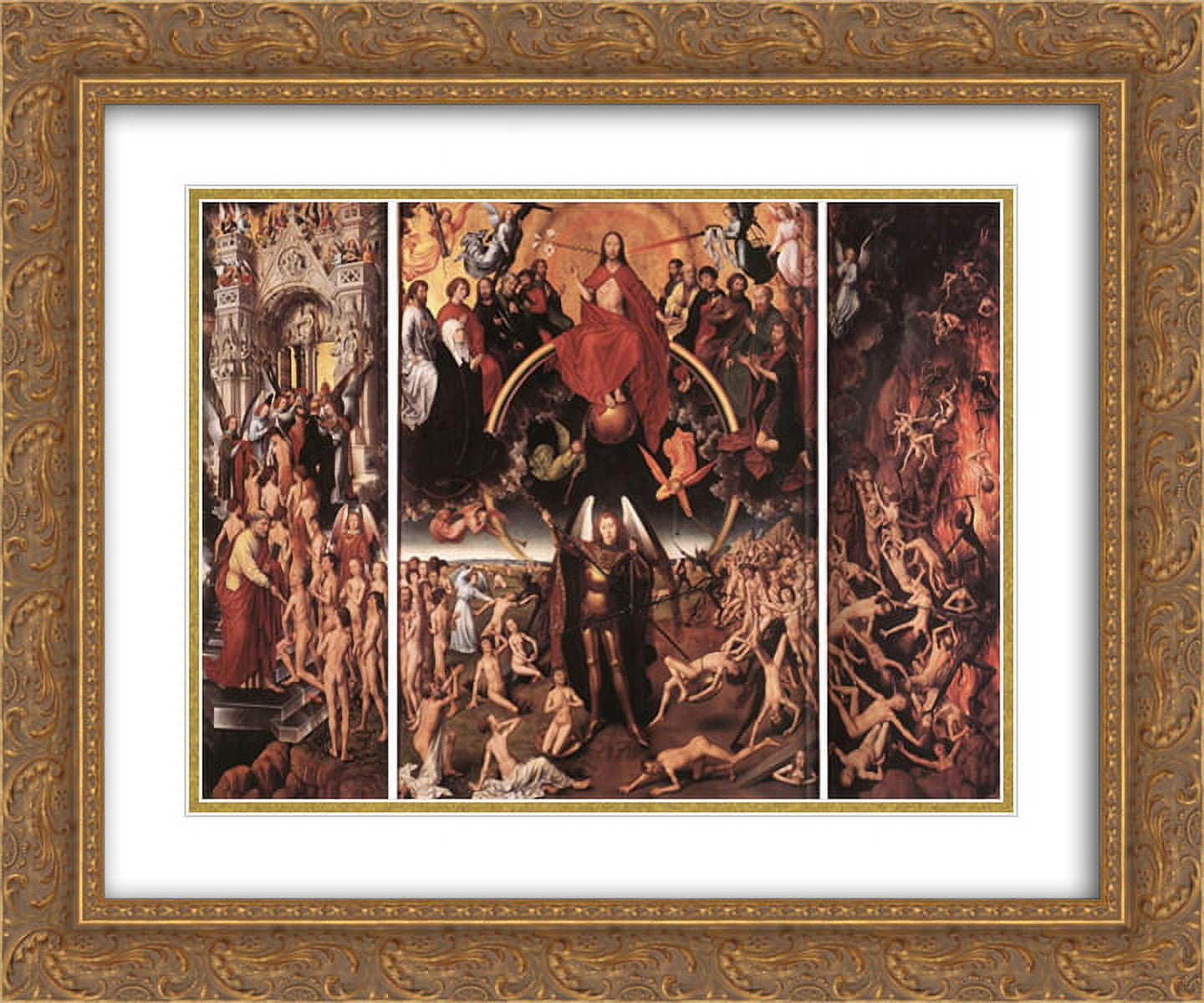 Hans Memling 2x Matted 24x20 Gold Ornate Framed Art Print 'Last Judgment Triptych (open ...