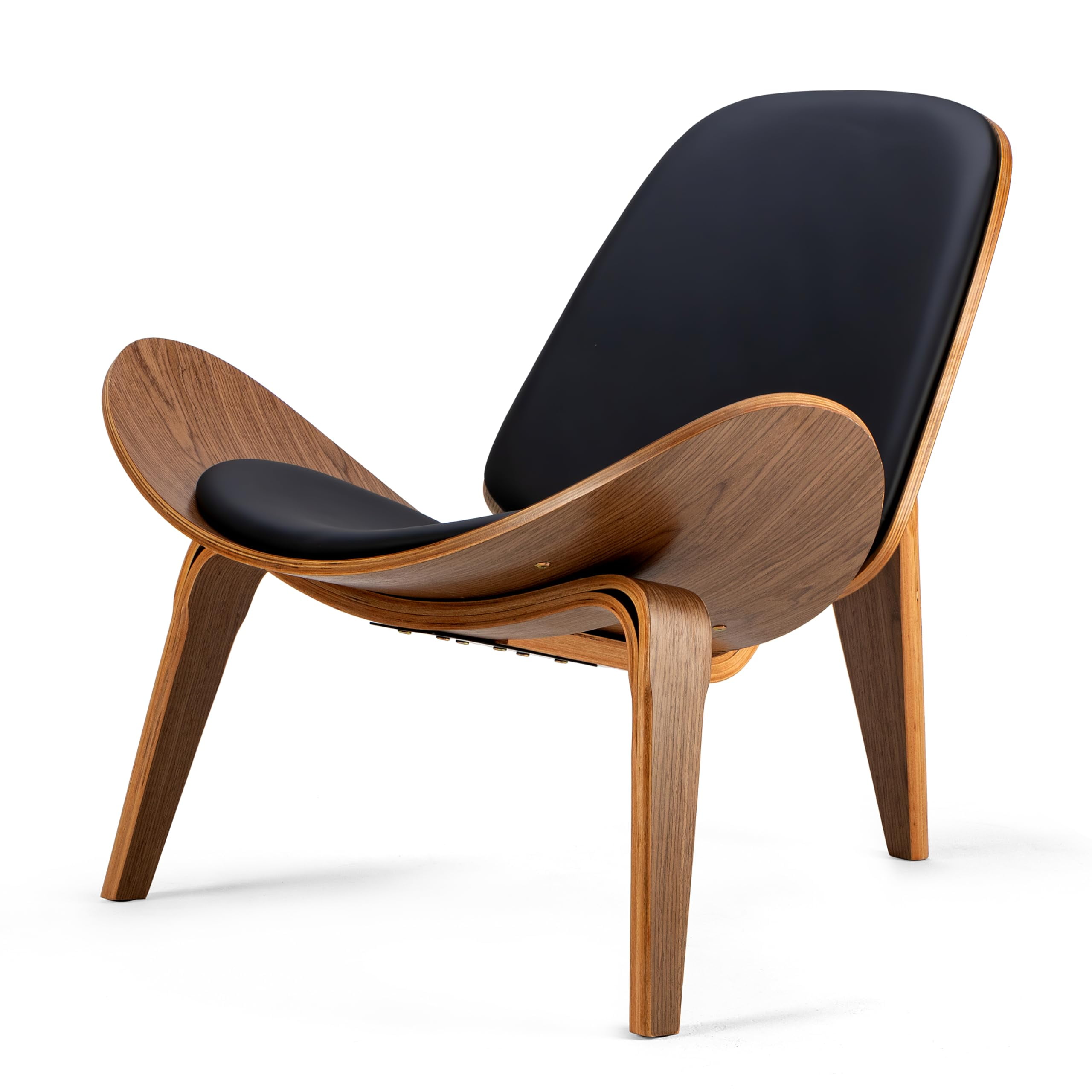 Hans Wegner Style Three-Legged Shell Chair Ash Plywood Accent Chair ...