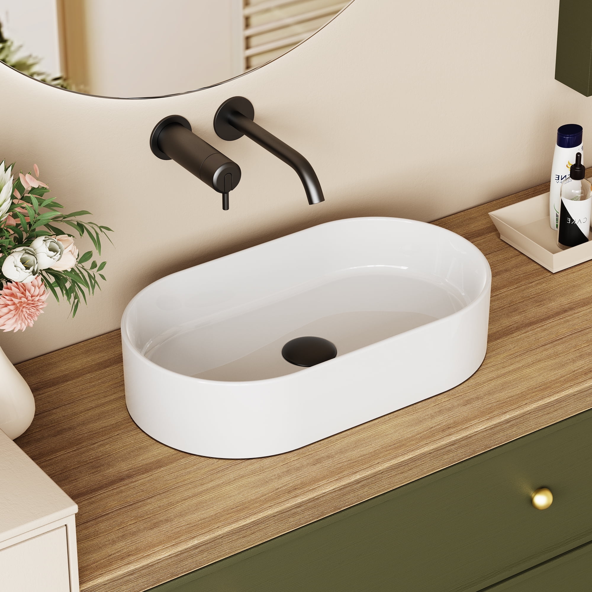 Hansabenne DJ-78330 Oval Vitreous China Vessel Bathroom Sink White ...