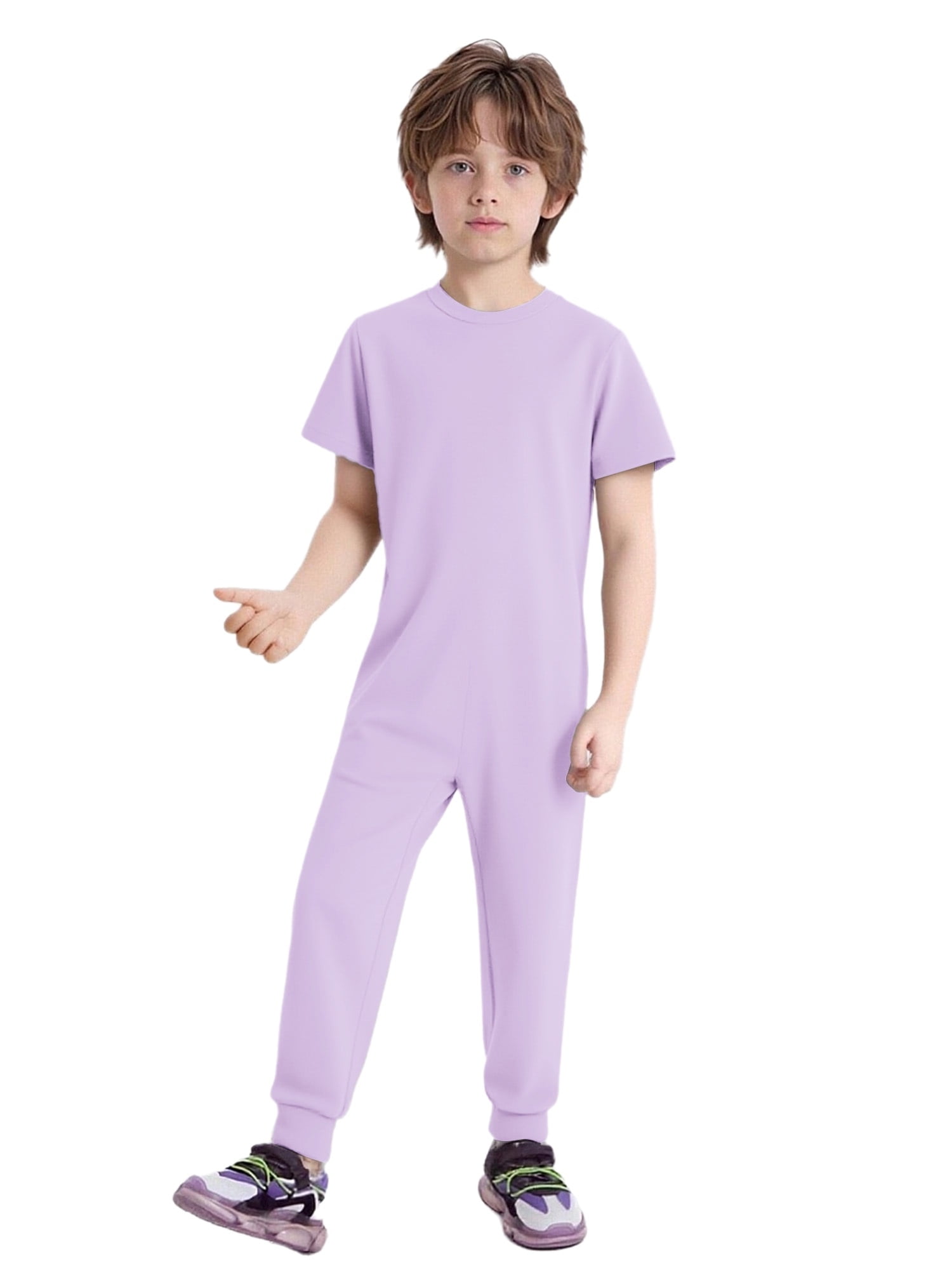 Hansber Girls Boys Zip-Back Short Sleeve Anti-strip Romper Adaptive ...